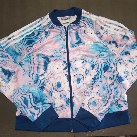adidas | Jackets & Coats | Adidas Pink And Blue Marble Youth Jacket ...